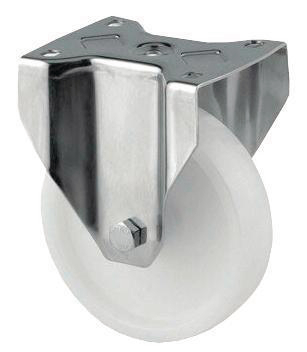 Feste Rolle aus Nylon mit Platte und Gabel aus Edelstahl - Manutan.de