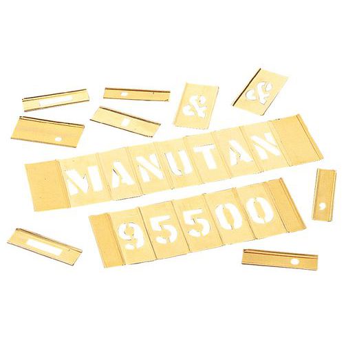 Schriftschablone aus Messing - Satz mit 92 alphanumerischen Zeichen ...