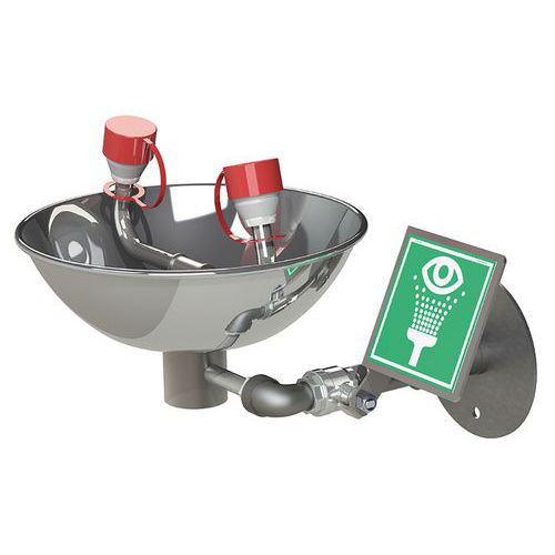 Augendusche, Wandausführung, Edelstahlbecken - Hughes - Manutan.de